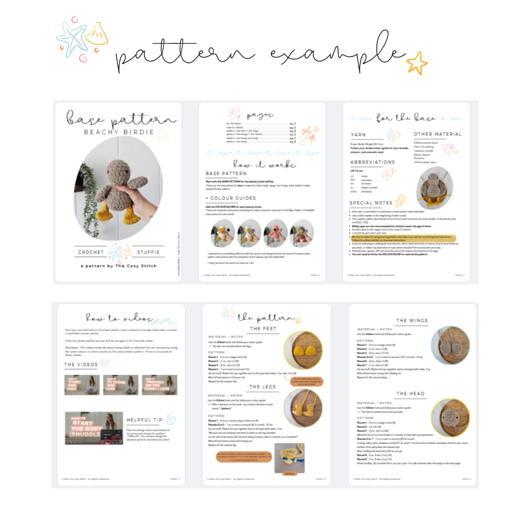Base Pattern: Beachy Birdie Stuffie (Crochet Pattern) – The Cosy Stitch